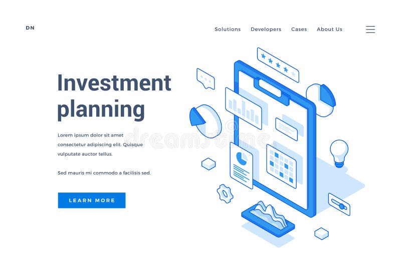 Creative Isometric Design of Website about Investments Stock Vector ...