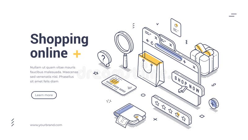 Creative Isometric Web Banner Template for Online Shopping Promotion ...