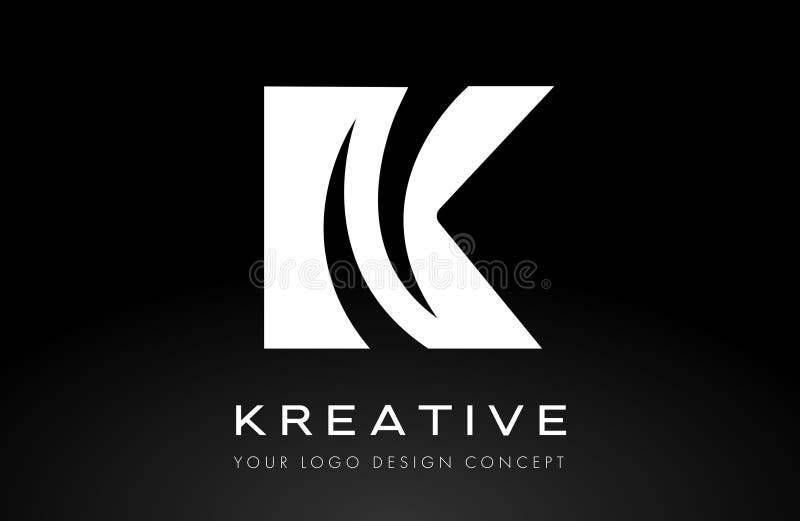 Creative K Letter Logo Design with Curved Cut Shape Swoosh Style Vector ...