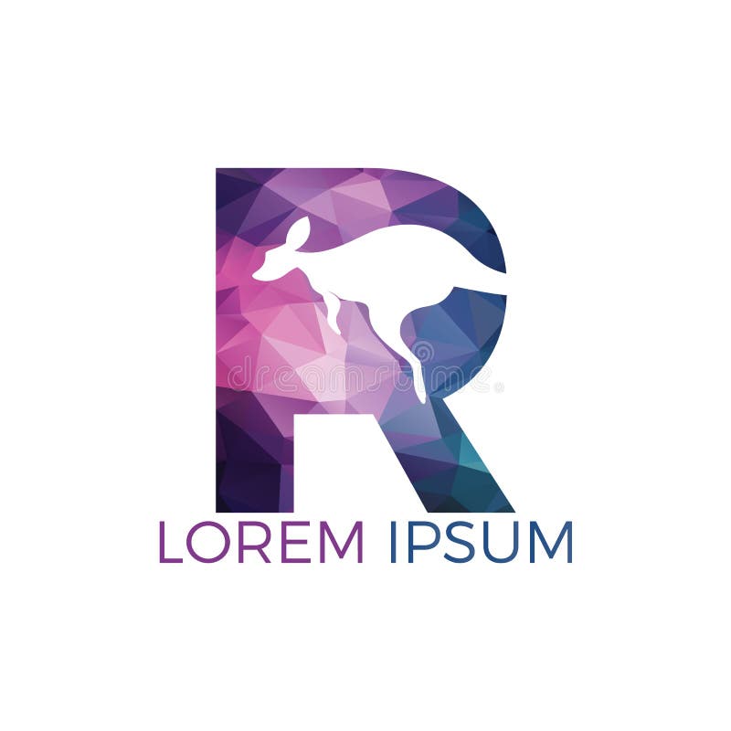 R Initial Letter with Kangaroo Logo Design. Stock Vector - Illustration ...