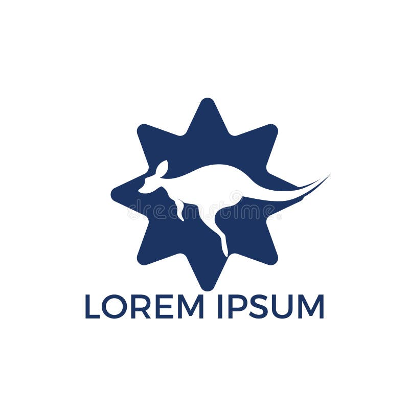 Kangaroo Star Logo Simple Love Outline Mascot Stock Vector ...