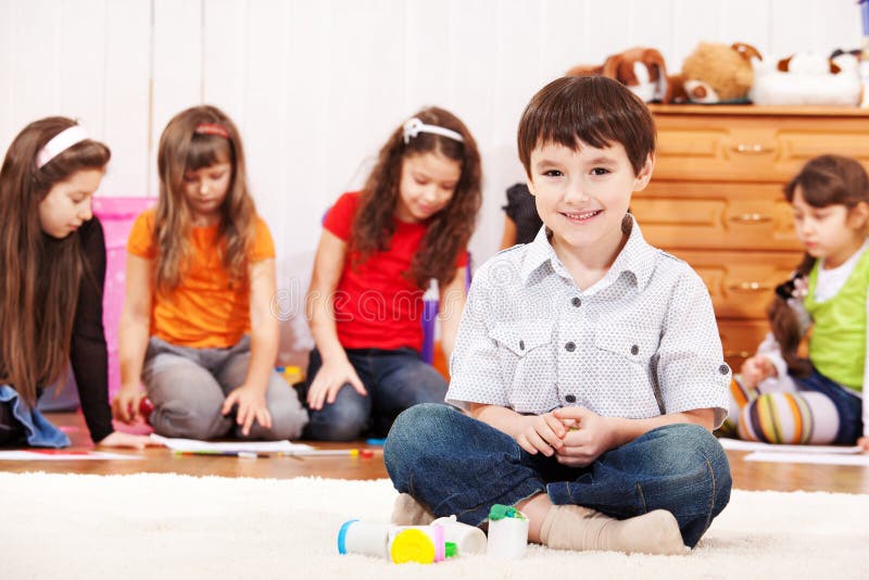 Five Kids Playing on the Floor Stock Image - Image of four, kids: 29678431