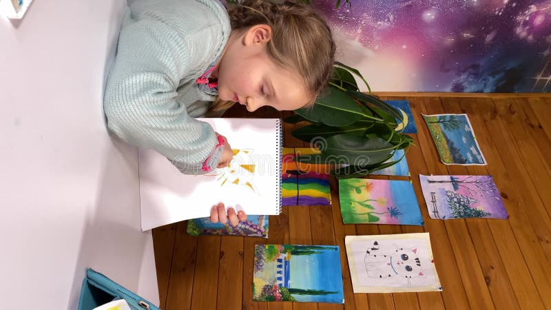 Creative Kid Livestream Drawing Tutorial with Digital Tablet Stock ...