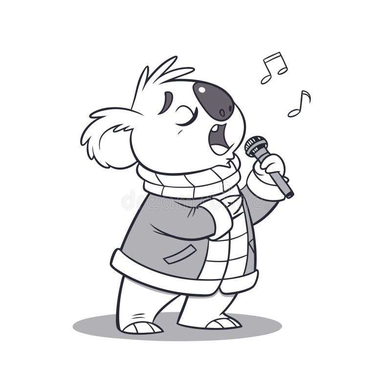 Creative Koala Singing Illustration for Unique Designs Stock ...