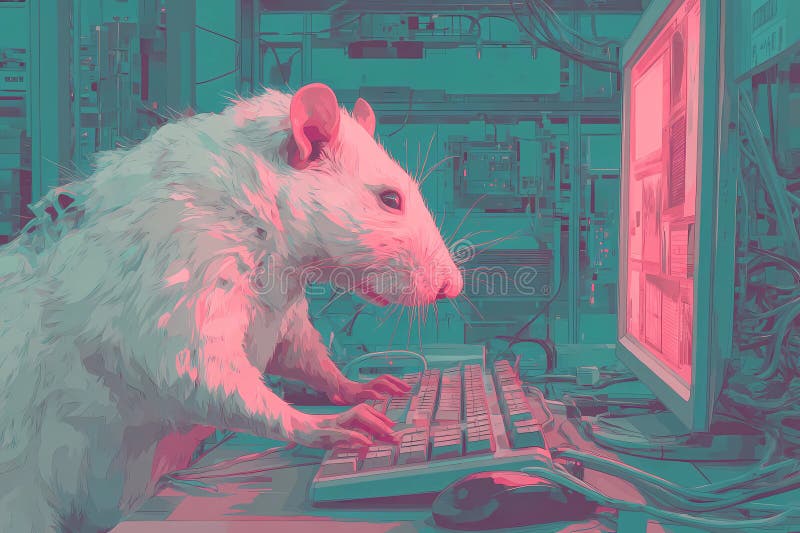 Creative Kohokloma-Inspired Rat Working on a Computer in a Digital ...