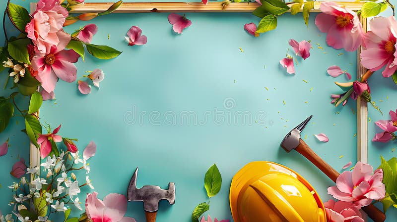 Labor Day Celebration with Tools and Floral Decor Stock Photo - Image ...