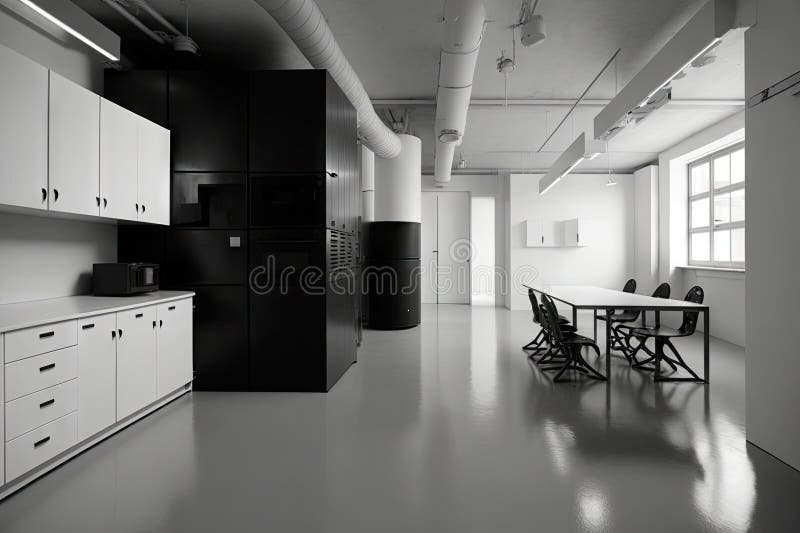 Creative Laboratory Space with White and Black Industrial Modern 4.0 ...