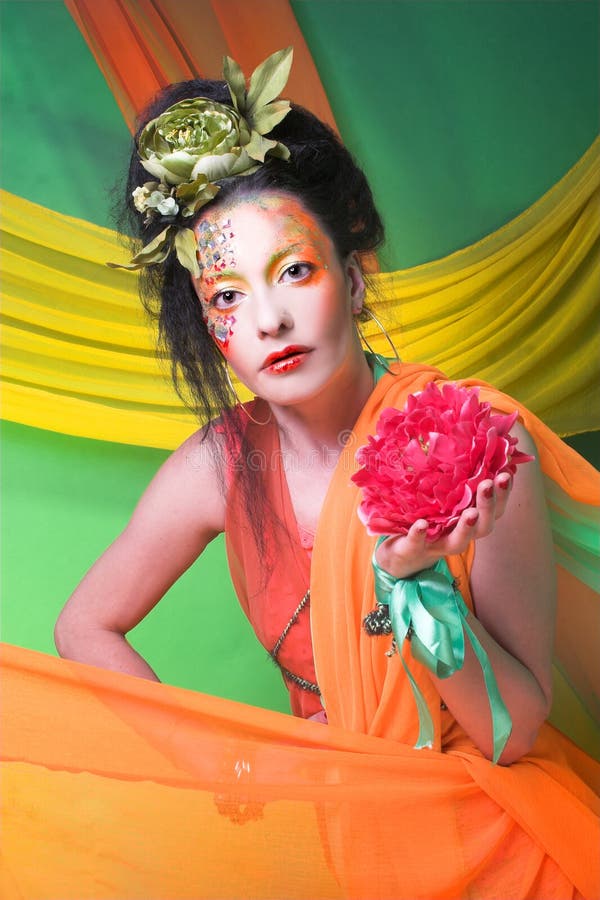 Creative lady. stock photo. Image of flower, brunette - 37829894