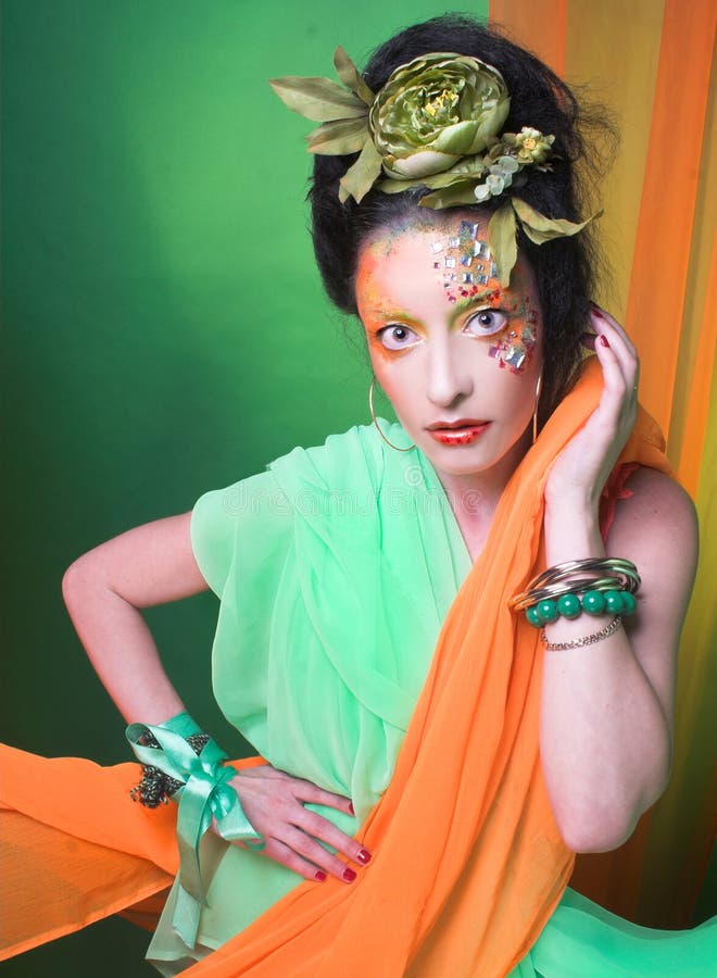 Creative lady. stock photo. Image of flower, brunette - 37829894