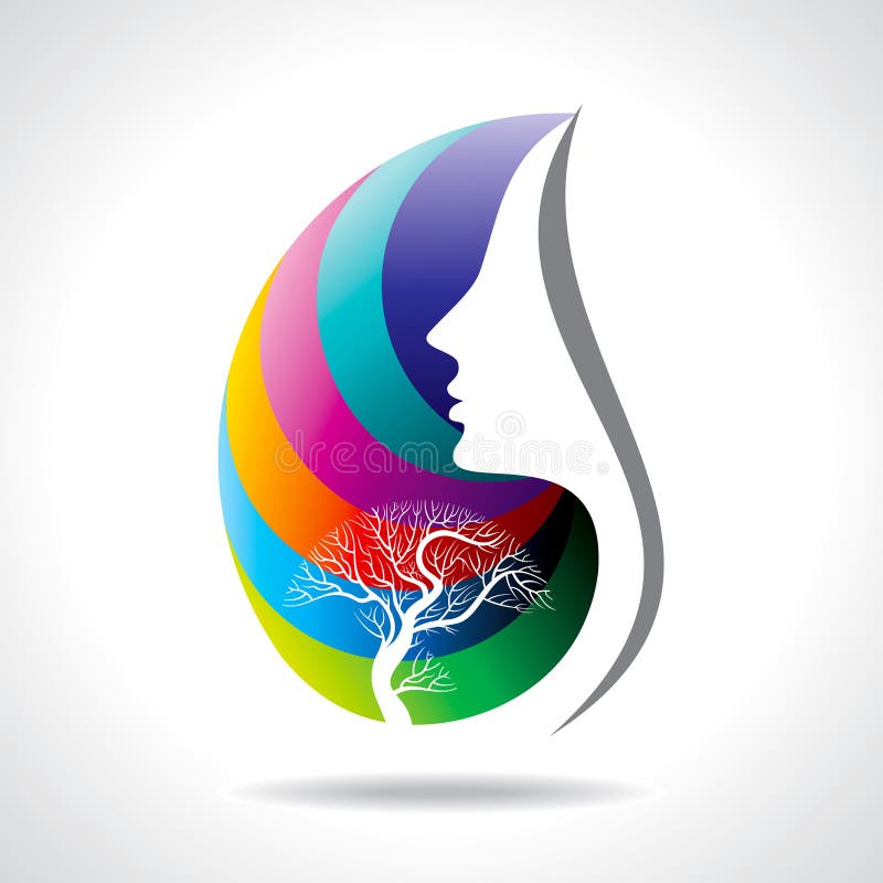 Creative Lady Face with Tree Stock Vector - Illustration of girl ...