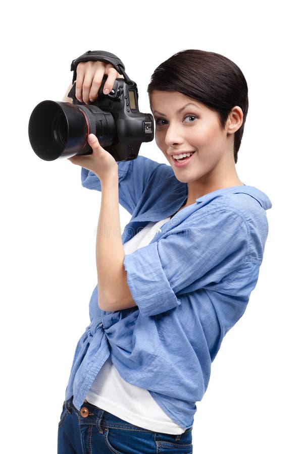 Creative Lady-photographer Takes Images Stock Image - Image of creative ...