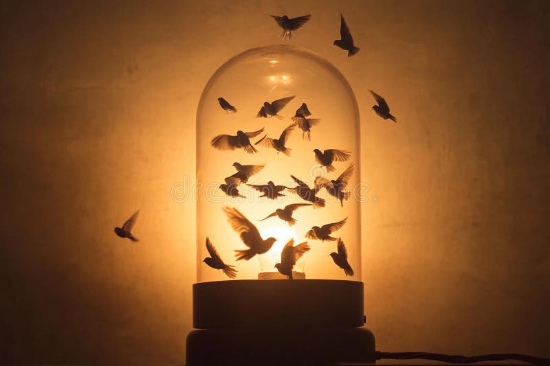 Creative Lamp Design Featuring Birds in Flight Around a Glowing Light ...