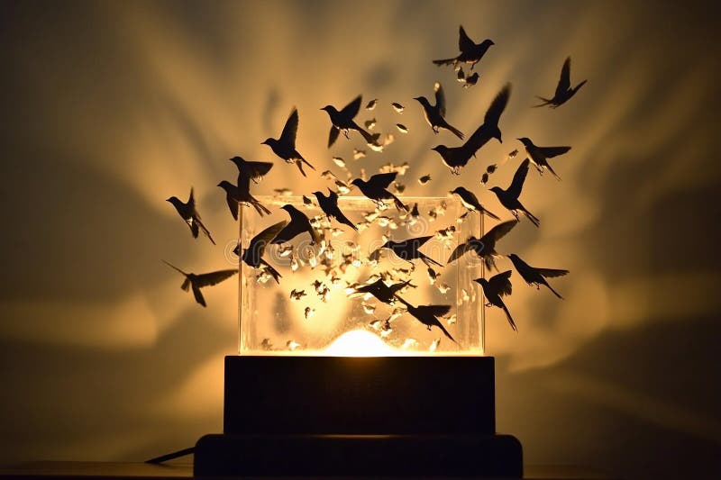 Creative Lamp Design Featuring Birds in Flight Around a Glowing Light ...