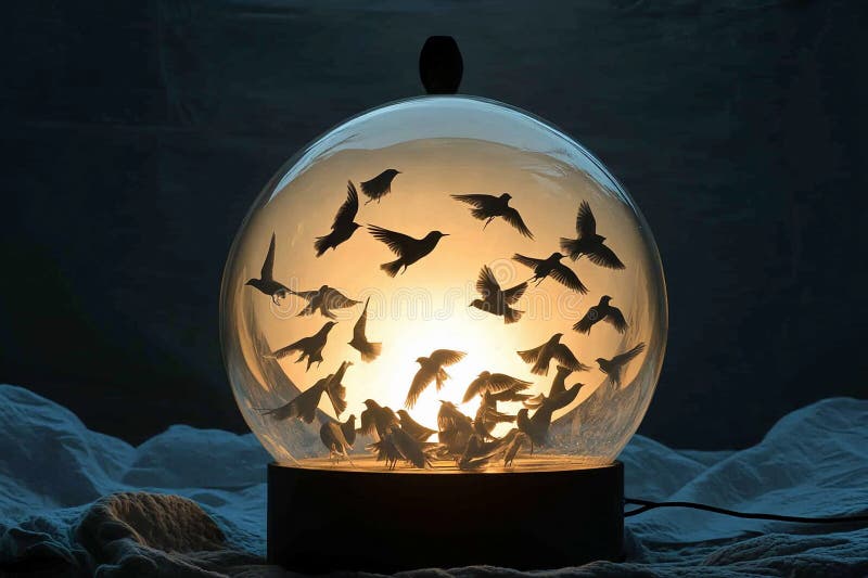 Creative Lamp Design Featuring Birds in Flight Around a Glowing Light ...
