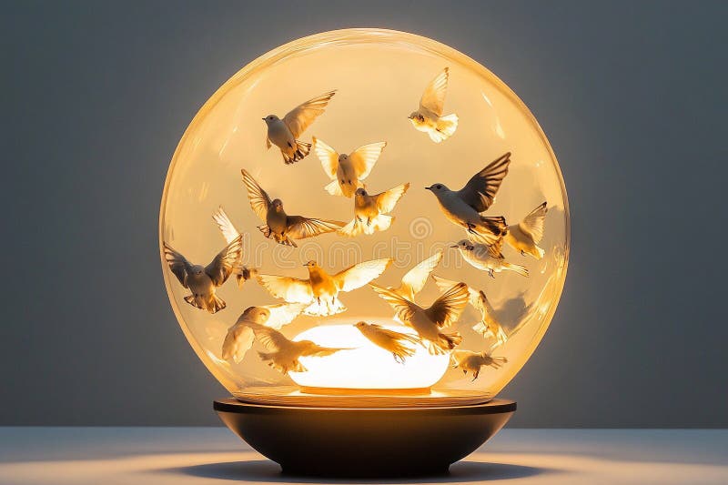 Creative Lamp Design Featuring Birds in Flight Around a Glowing Light ...