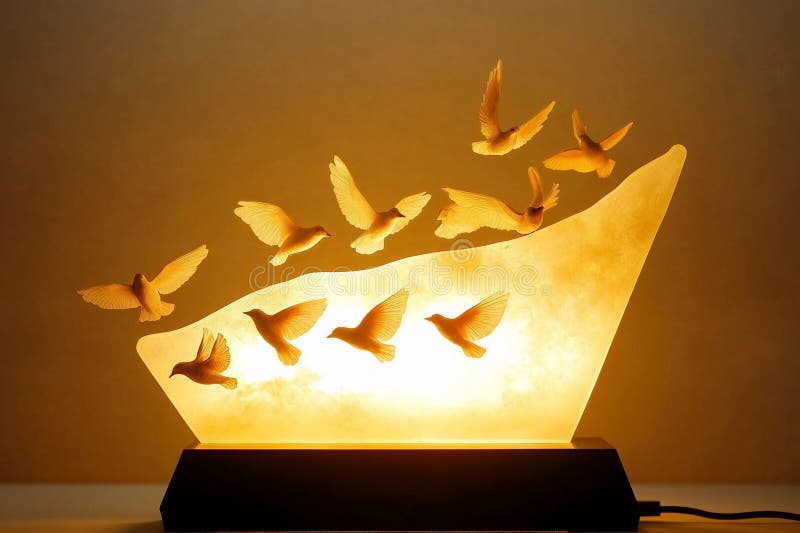 Creative Lamp Design Featuring Birds in Flight Around a Glowing Light ...
