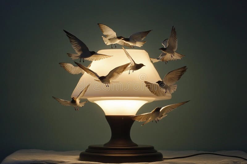 Creative Lamp Design Featuring Birds in Flight Around a Glowing Light ...