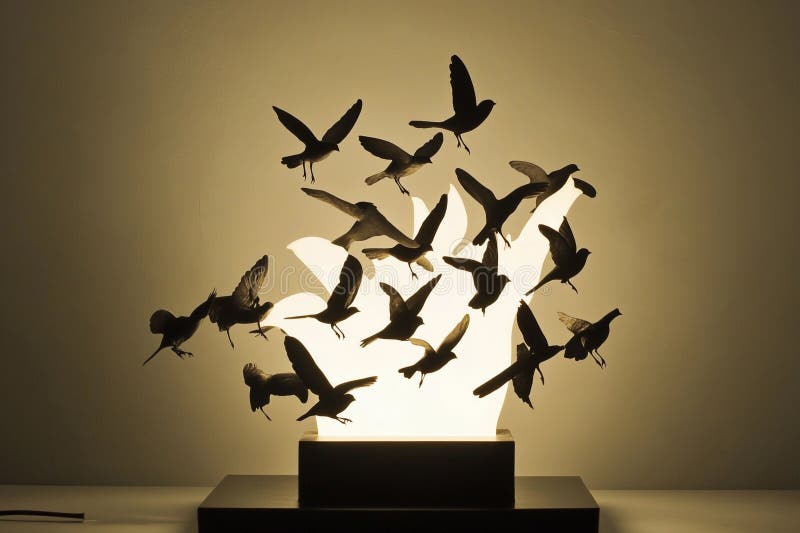 Creative Lamp Design Featuring Birds in Flight Around a Glowing Light ...