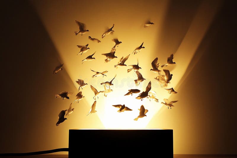 Creative Lamp Design Featuring Birds in Flight Around a Glowing Light ...