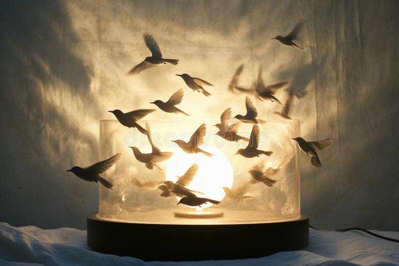 Creative Lamp Design Featuring Birds in Flight Around a Glowing Light ...