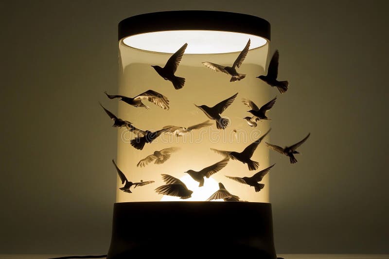 Creative Lamp Design Featuring Birds in Flight Around a Glowing Light ...