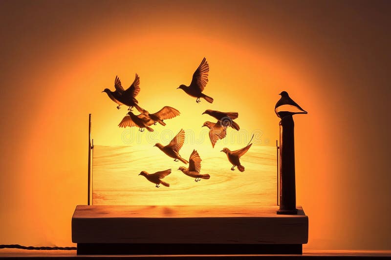 Creative Lamp Design Featuring Birds in Flight Around a Glowing Light ...