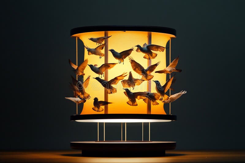 Creative Lamp Design Featuring Birds in Flight Around a Glowing Light ...