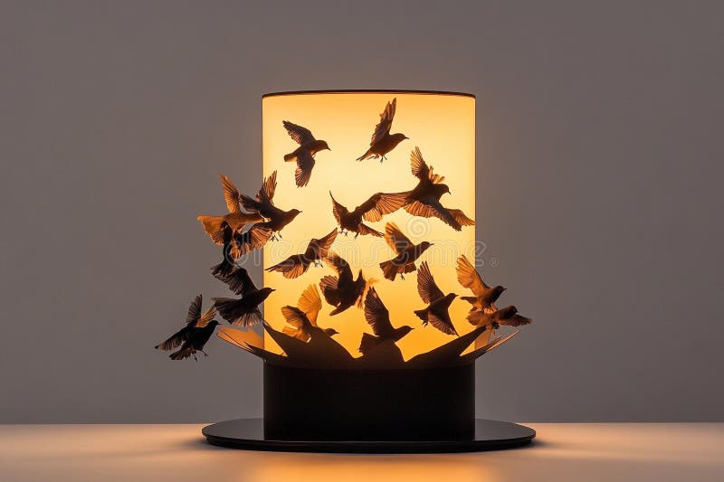 Creative Lamp Design Featuring Birds in Flight Around a Glowing Light ...