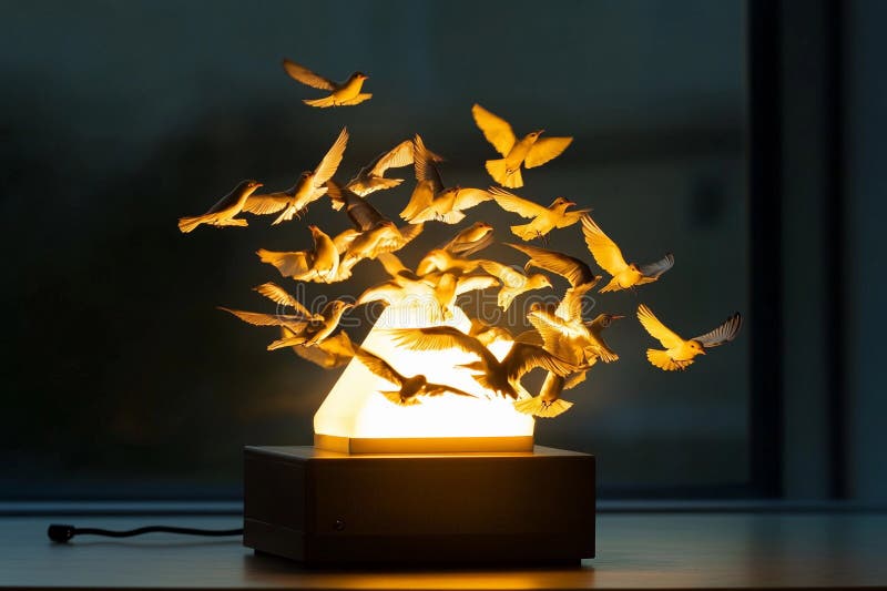 Creative Lamp Design Featuring Birds in Flight Around a Glowing Light ...