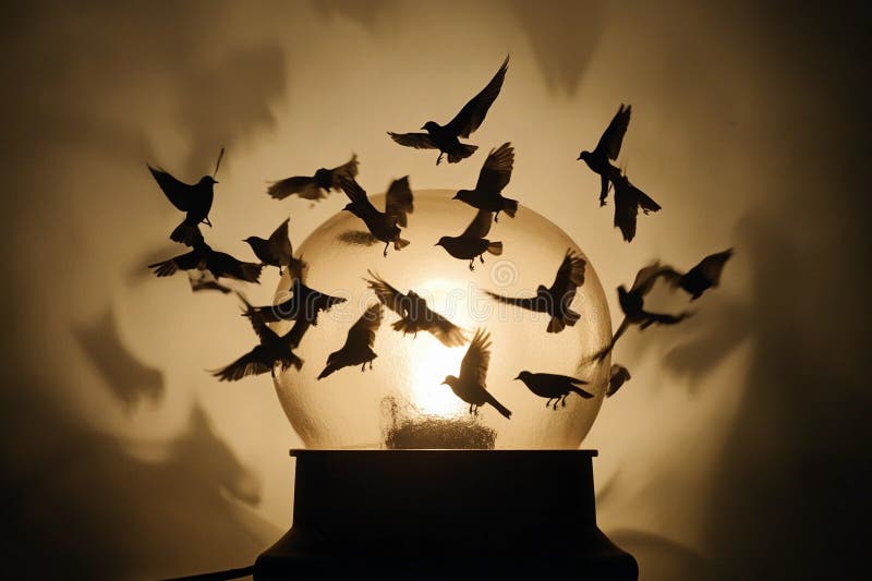Creative Lamp Design Featuring Birds in Flight Around a Glowing Light ...