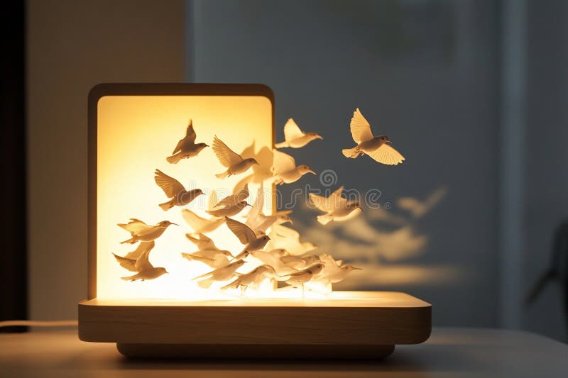 Creative Lamp Design Featuring Birds in Flight Around a Glowing Light ...