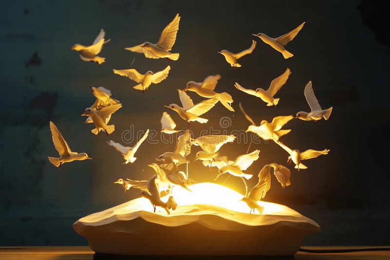 Creative Lamp Design Featuring Birds in Flight Around a Glowing Light ...
