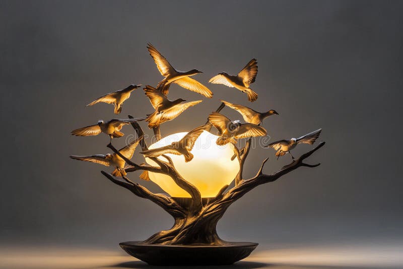 Creative Lamp Design Featuring Birds in Flight Around a Glowing Light ...