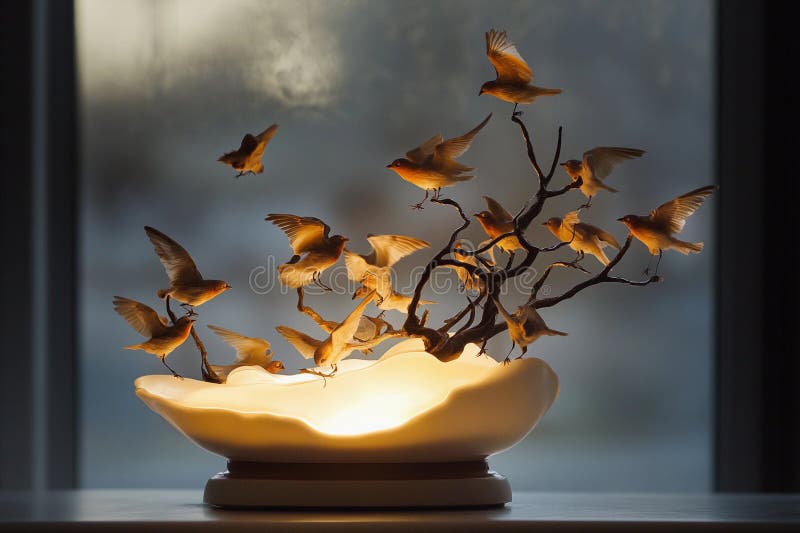 Creative Lamp Design Featuring Birds in Flight Around a Glowing Light ...