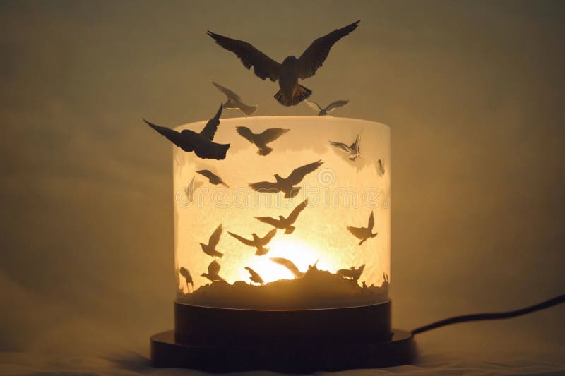 Creative Lamp Design Featuring Birds in Flight Around a Glowing Light ...