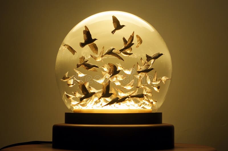 Creative Lamp Design Featuring Birds in Flight Around a Glowing Light ...