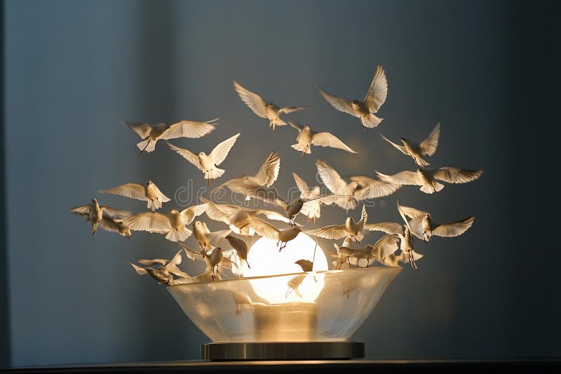 Creative Lamp Design Featuring Birds in Flight Around a Glowing Light ...