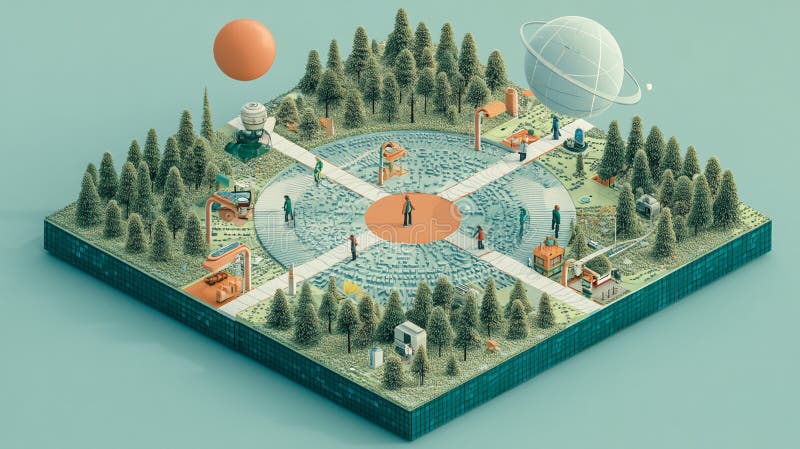 Creative Landscape Featuring Futuristic Elements with Characters ...