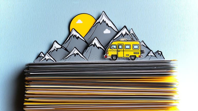 Creative Landscape of Mountains and Road Made from Stacked File Folders ...