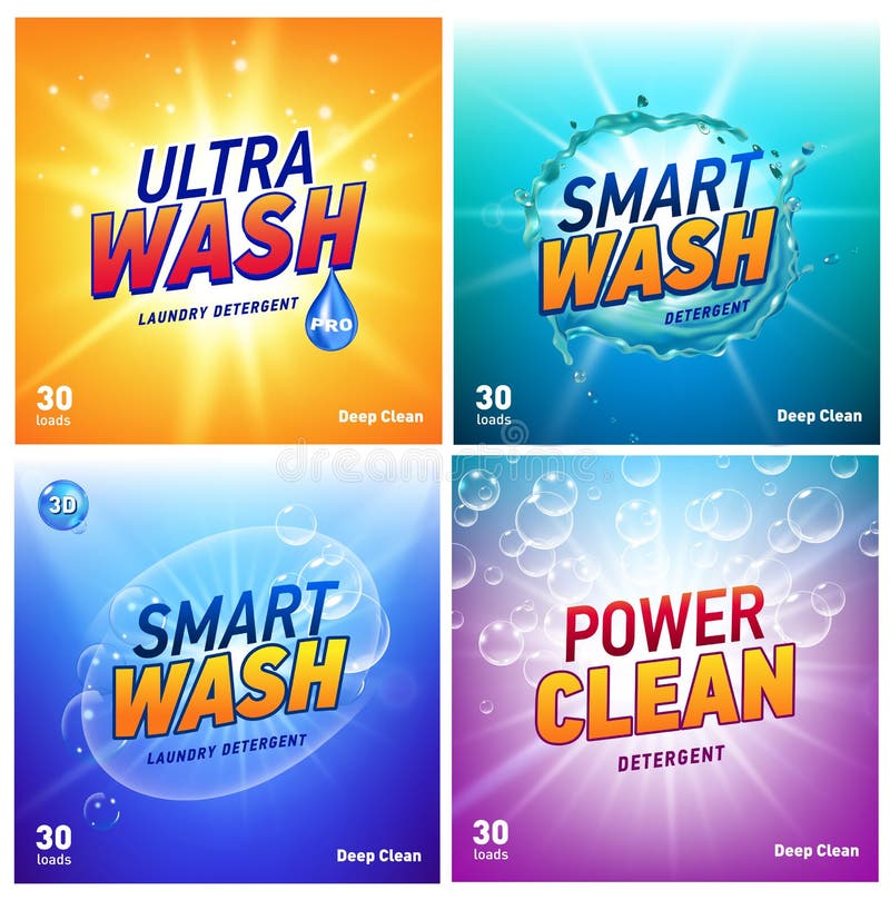 Blue Laundry Detergent Packaging Concept Design Template Stock Vector ...