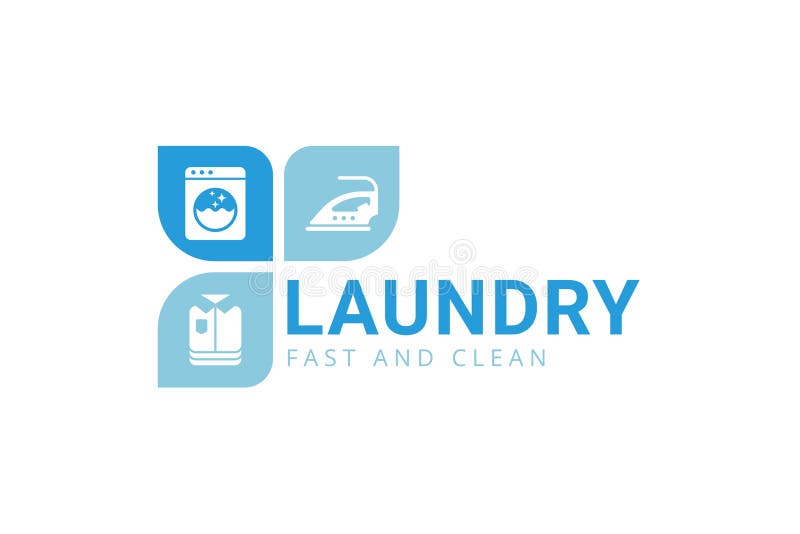 Creative Laundry Service Logo Template. Washing Machine, Iron, and ...