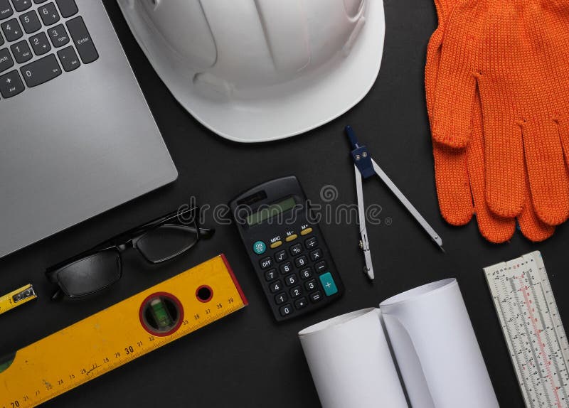 Engineering and Construction Equipment. Flat Lay Stock Photo - Image of ...