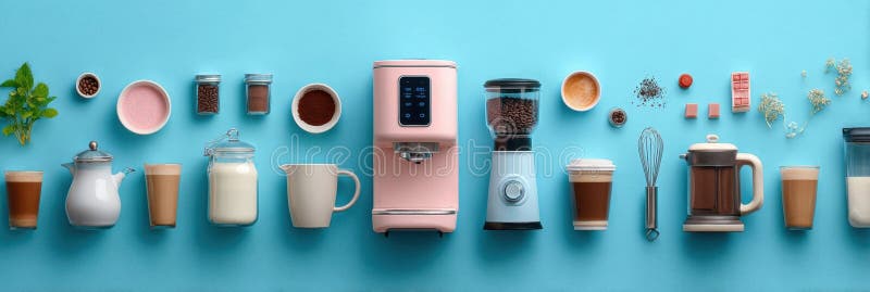 Various Coffee Preparation Items and Ingredients Arranged Neatly on a ...