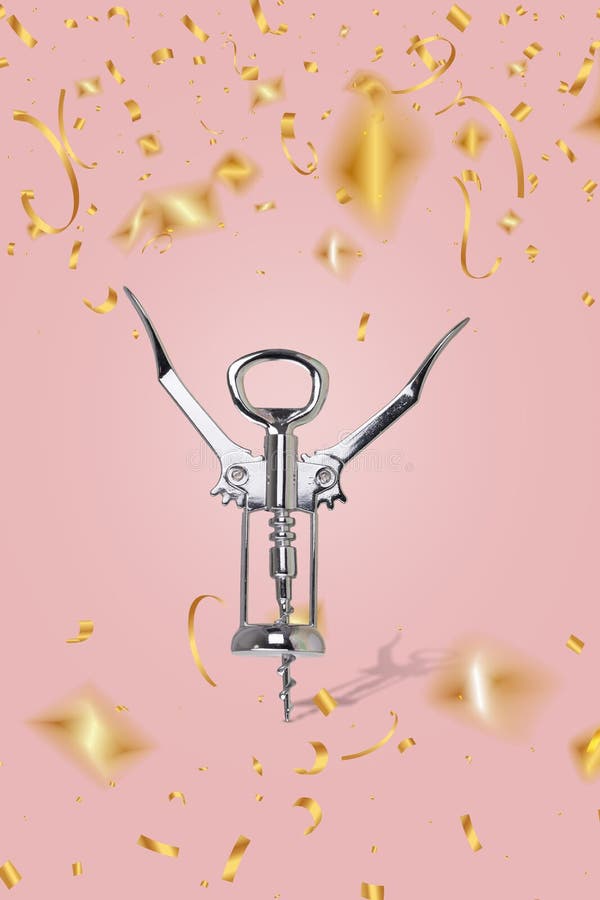 Creative Layout with Corkscrew and Flying Confetti. Minimal Holiday ...