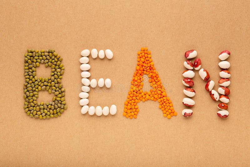 Creative Layout Made of Beans and Lentils on the Cork Background Stock ...