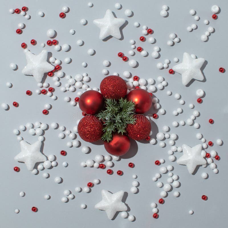 Creative Layout Made of Christmas Red Baubles and Other Elements ...
