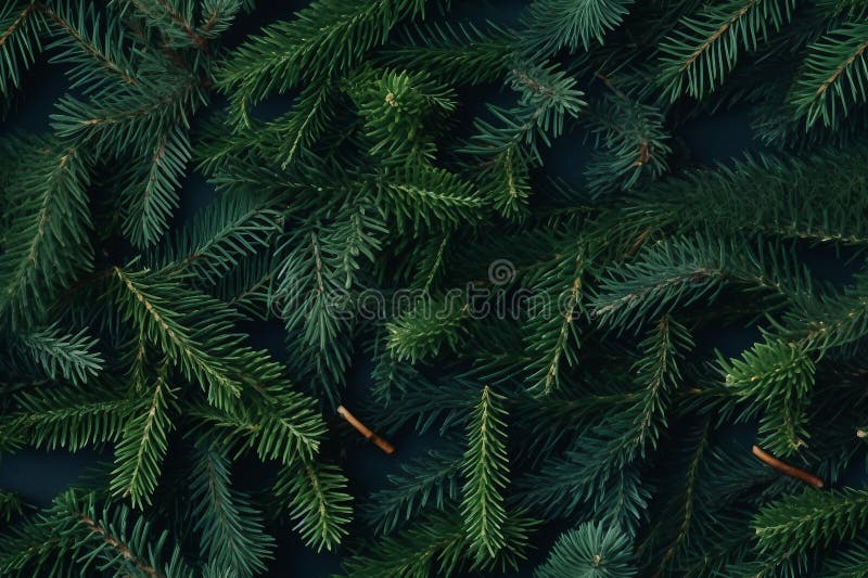Creative Layout Made of Christmas Tree Branches. Flat Lay. Nature New ...