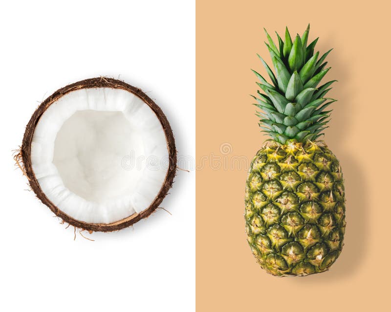 Creative Layout Made of Coconut and Pineapple. Stock Image - Image of ...