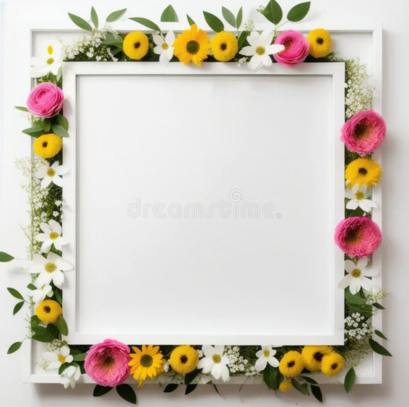 Creative Layout Made with Flowers and Photo Frame. Spring Minimal ...