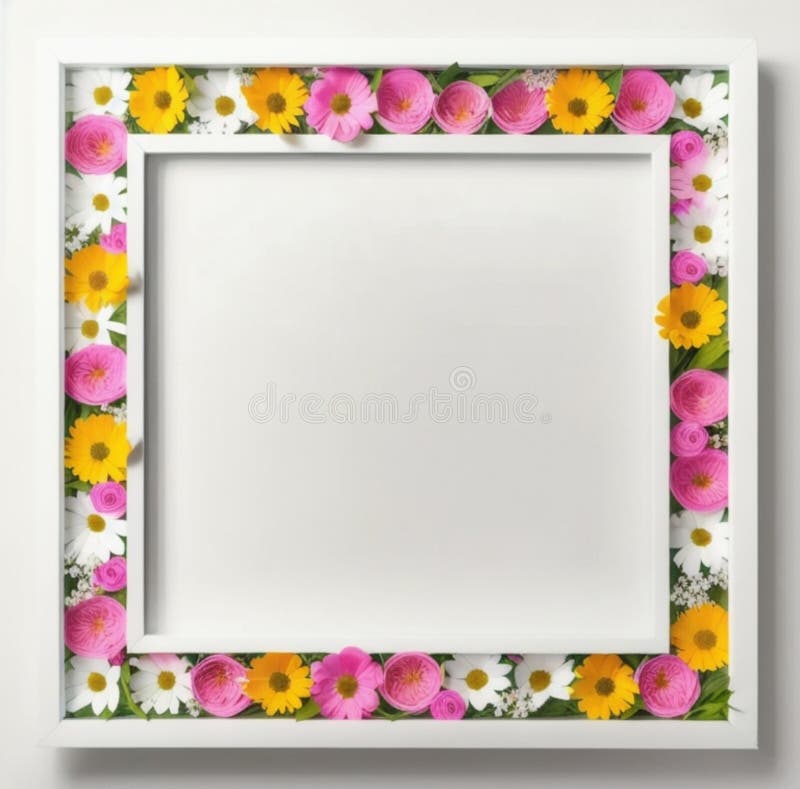 Creative Layout Made with Flowers and Photo Frame. Spring Minimal ...